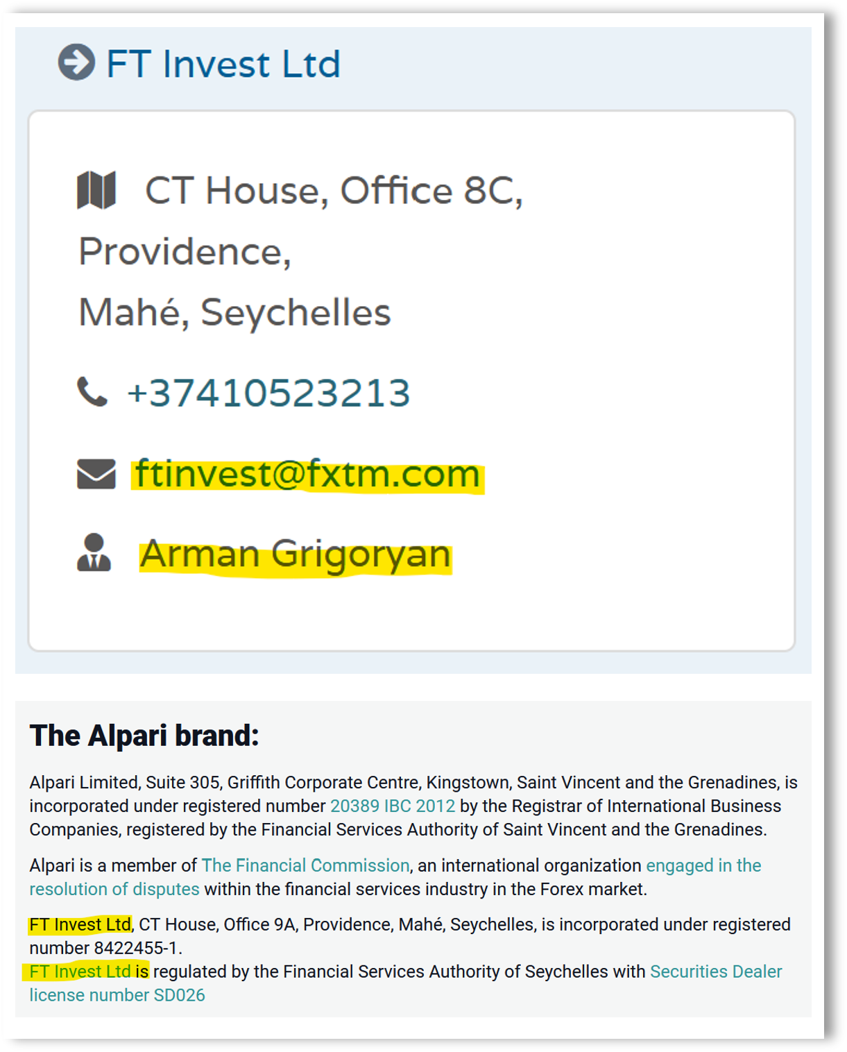 R4I – Connections between Alpari, Forex Time, and ForTrade ...