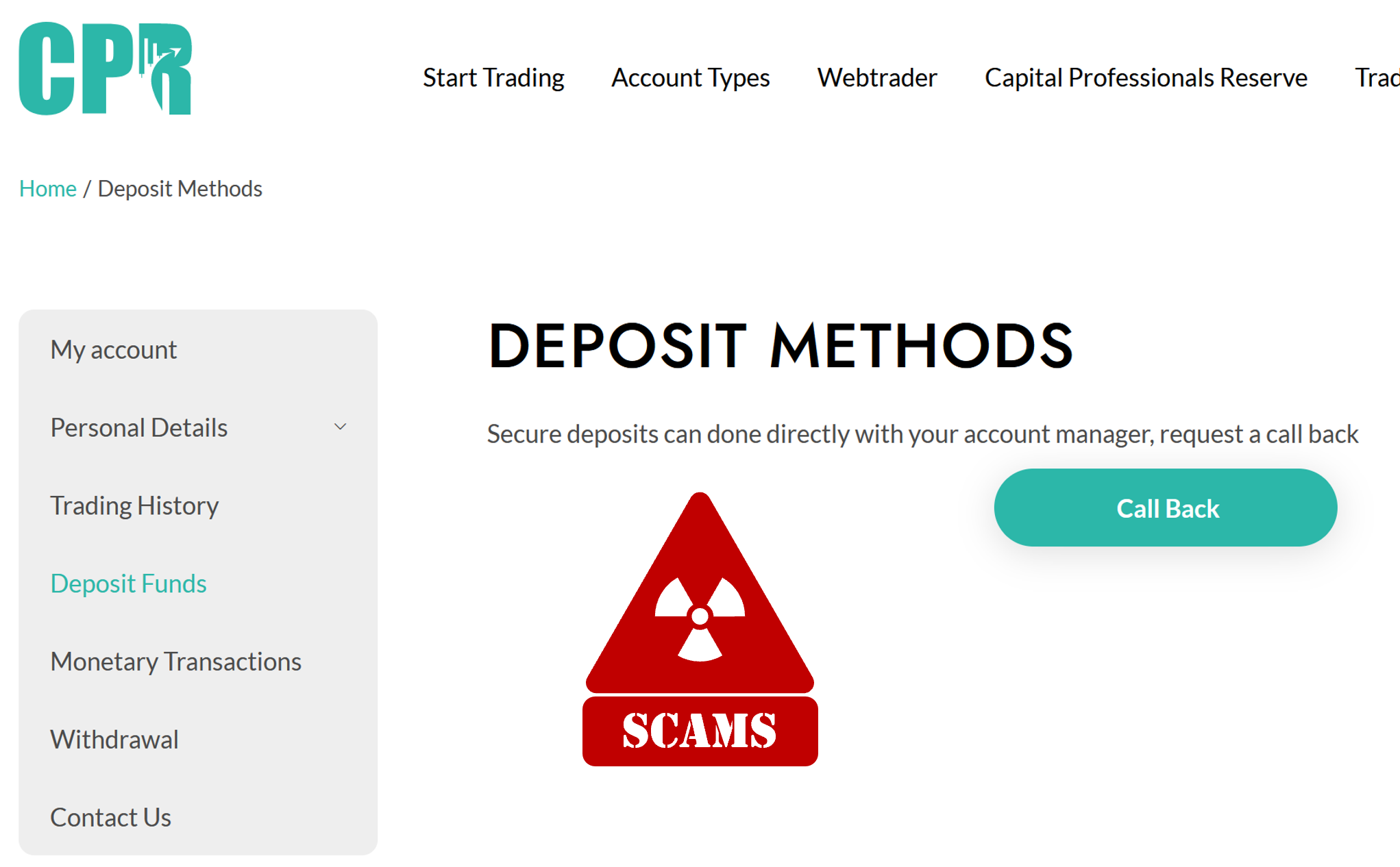 Investor warning against the Capital Professionals Reserve broker scam ...