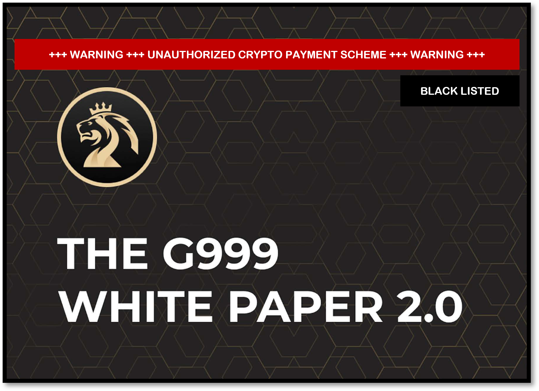 Black Rating: Urgent Warning Against Crypto Payment Processor G999 And ...