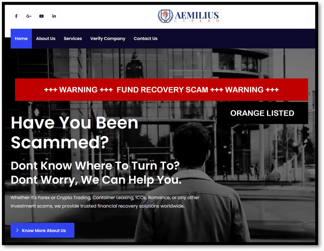Attention: Be Careful With The Fund Recovery Scheme Aemilius Cupero ...