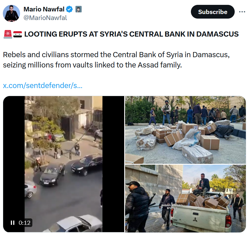 Financial Intelligence Report: Looting of Damascus Central Bank ...