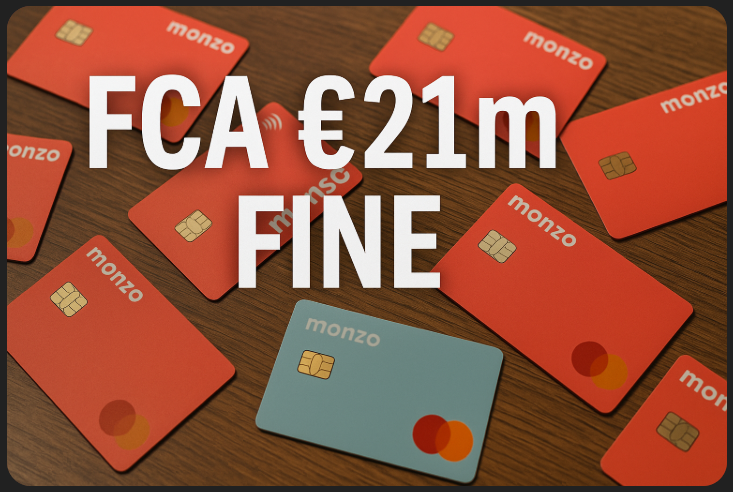 UK FINANCIAL WATCHDOG FCA FINES MONZO £21m FOR AML FAILINGS